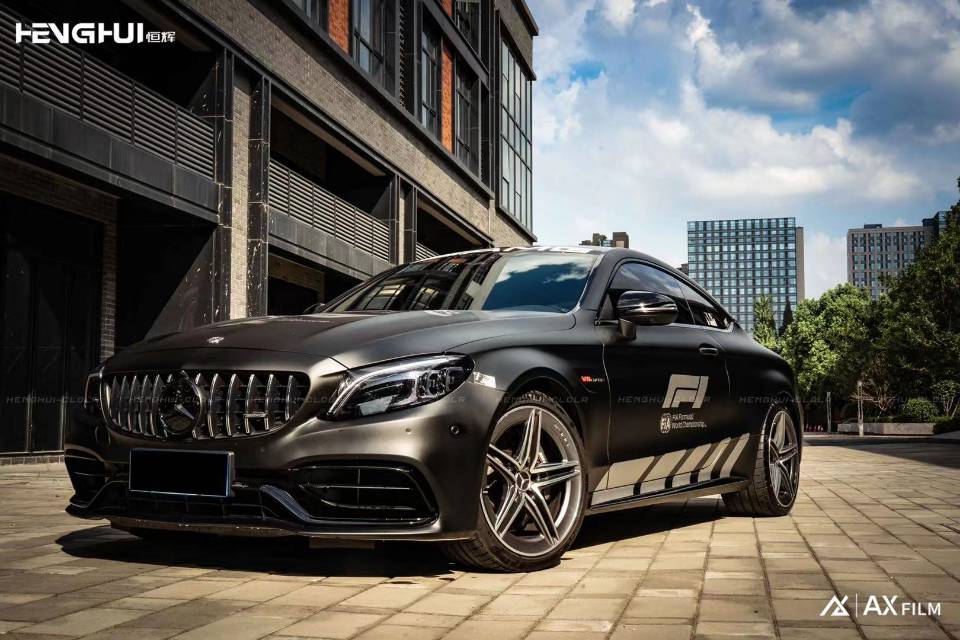 奔驰c63｜AX-亚面电镀金属黑+安全车涂装