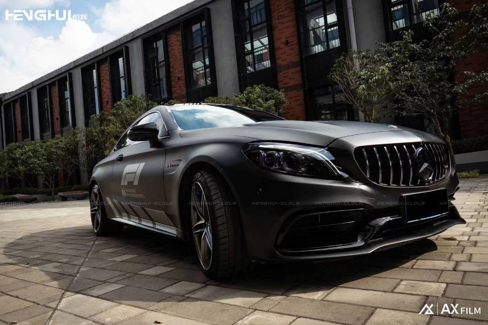 奔驰c63｜AX-亚面电镀金属黑+安全车涂装